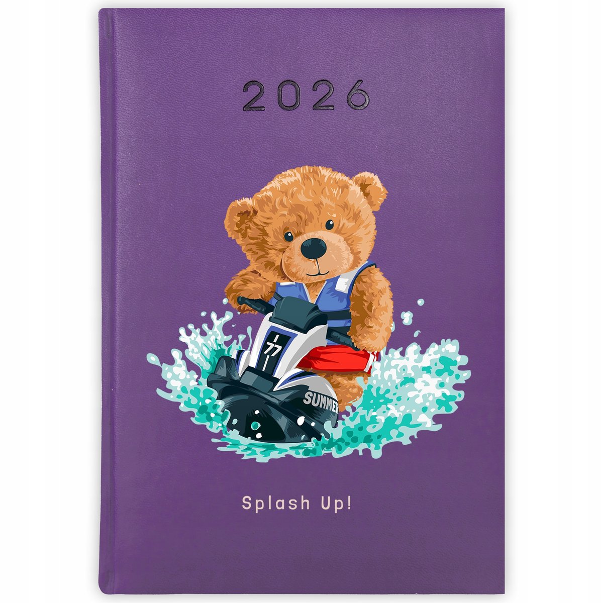 KALENDARZ FIOLETOWY 2026 PLANER TERMINARZ PREZENT TEDDY BEAR MIŚ SPLASH ...