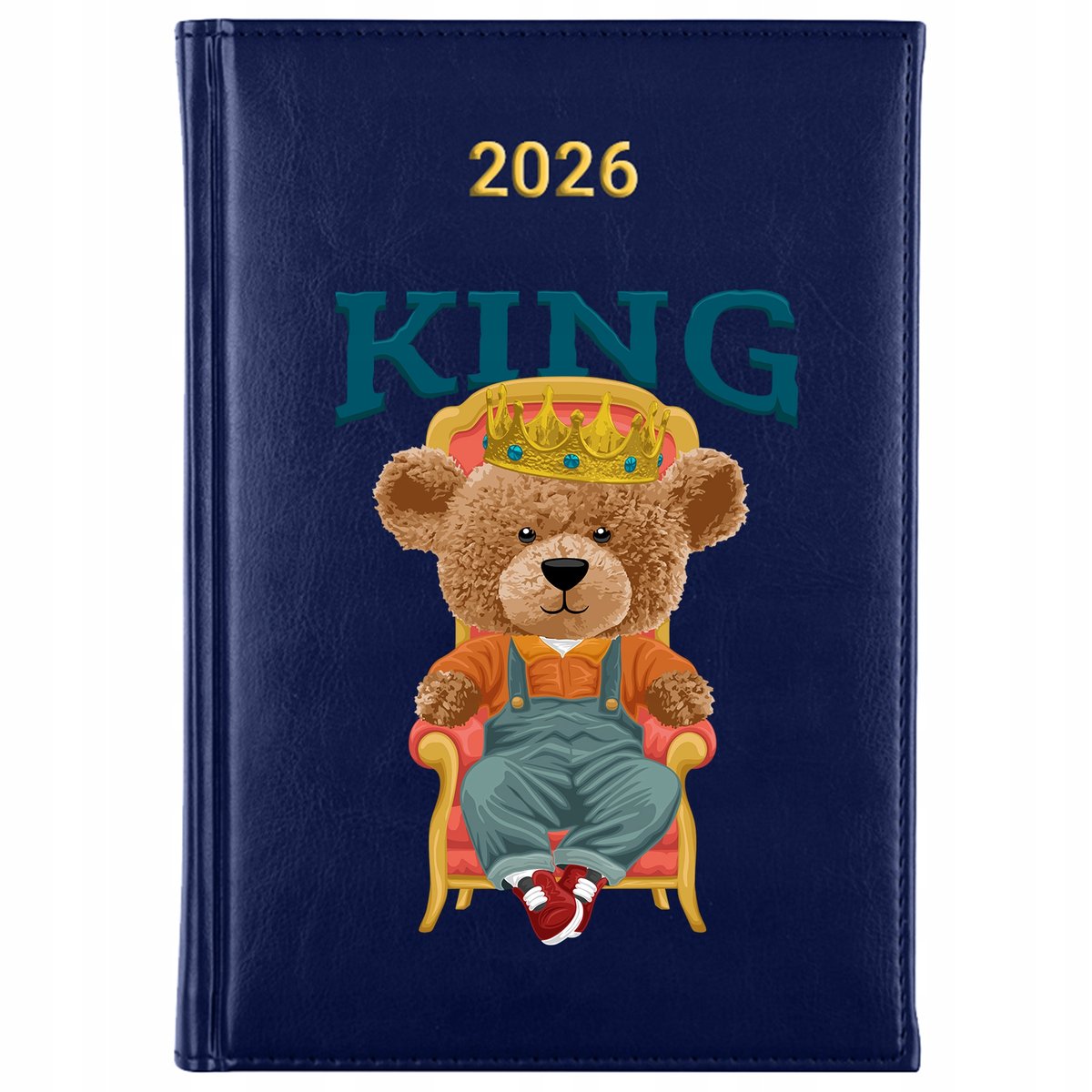 KALENDARZ GRANATOWY 2026 PLANER TERMINARZ | PREZENT TEDDY BEAR MIŚ KING ...