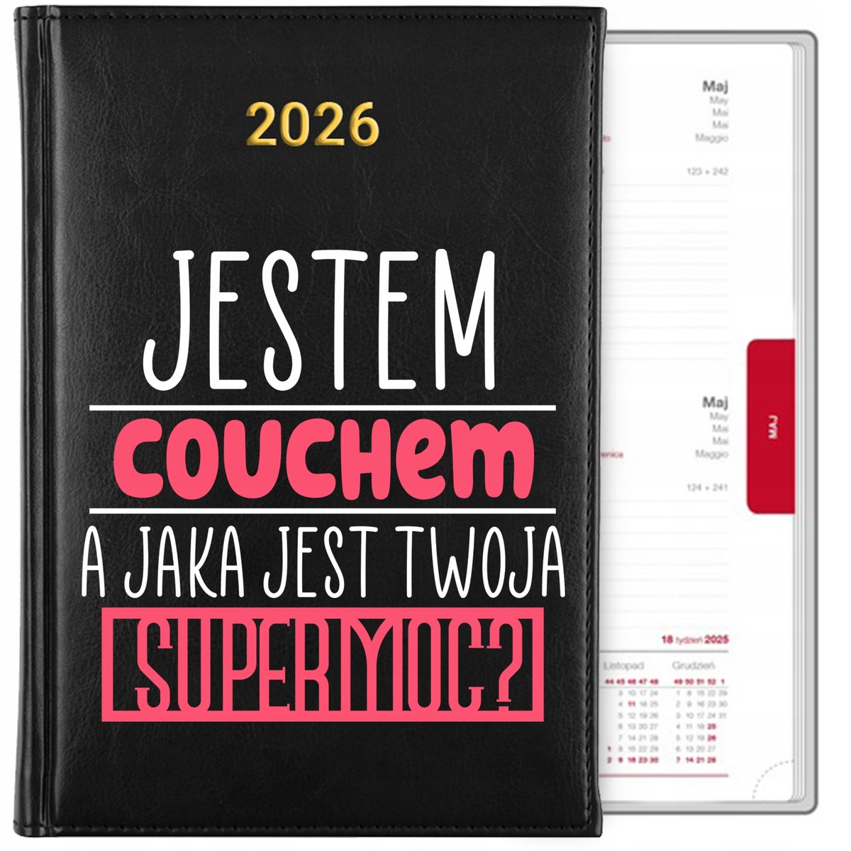 KALENDARZ KSIĄŻKOWY 2026 A5 TERMINARZ PREZENT CZARNY DO PRACY DLA ...