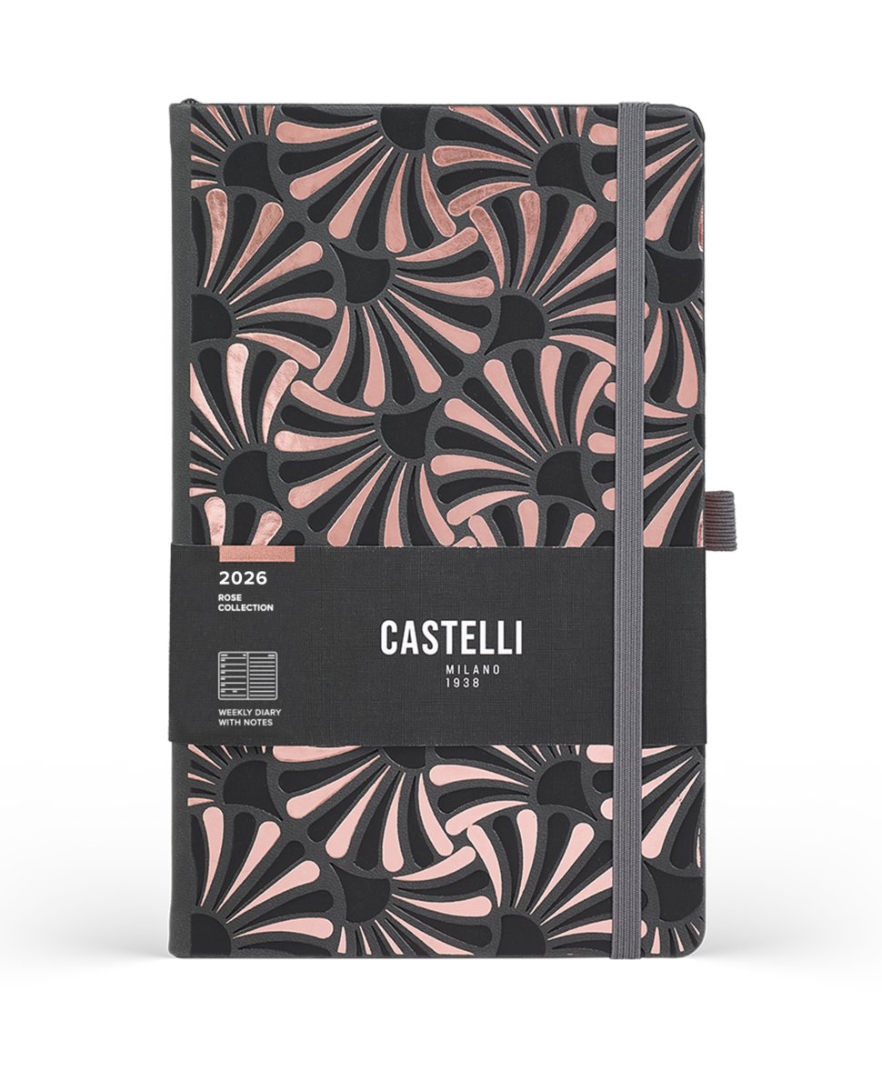 Kalendarz książkowy 2026 tygodniowy A5 Castelli Milano Rose ROSELILY ...