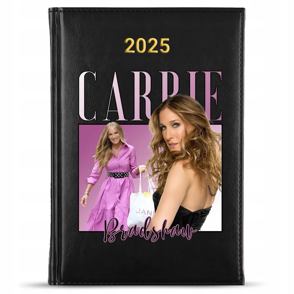 Kalendarz Książkowy A5 2025 Czarny CARRIE BRADSHAW dla Fanek Wzory ...