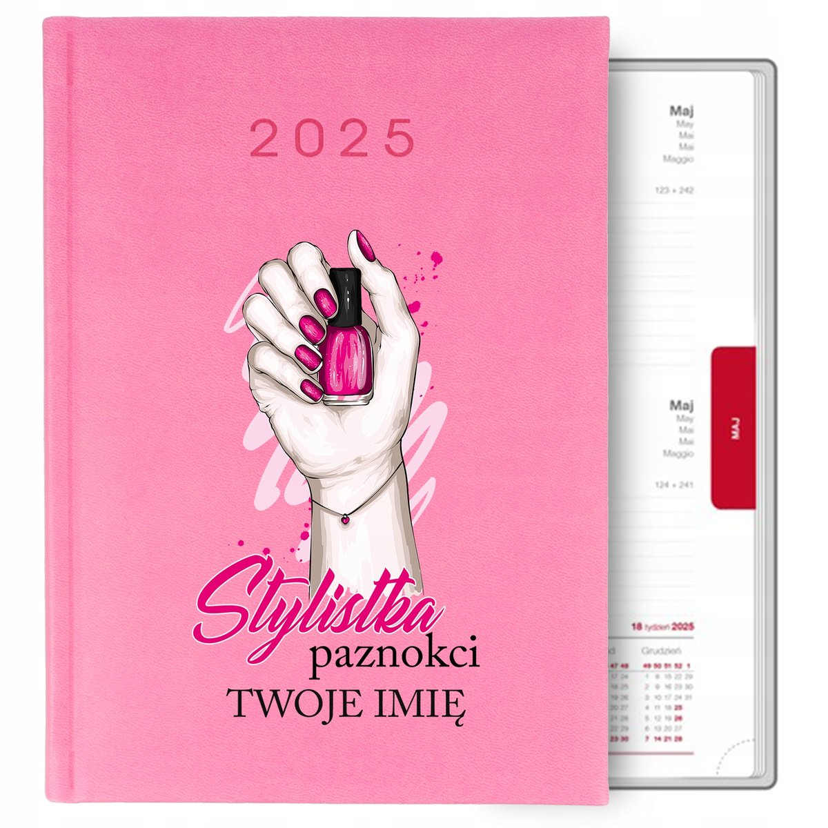 KALENDARZ Róż książkowy planer A5 2025 PREZENT dla StylistkI Paznokci ...