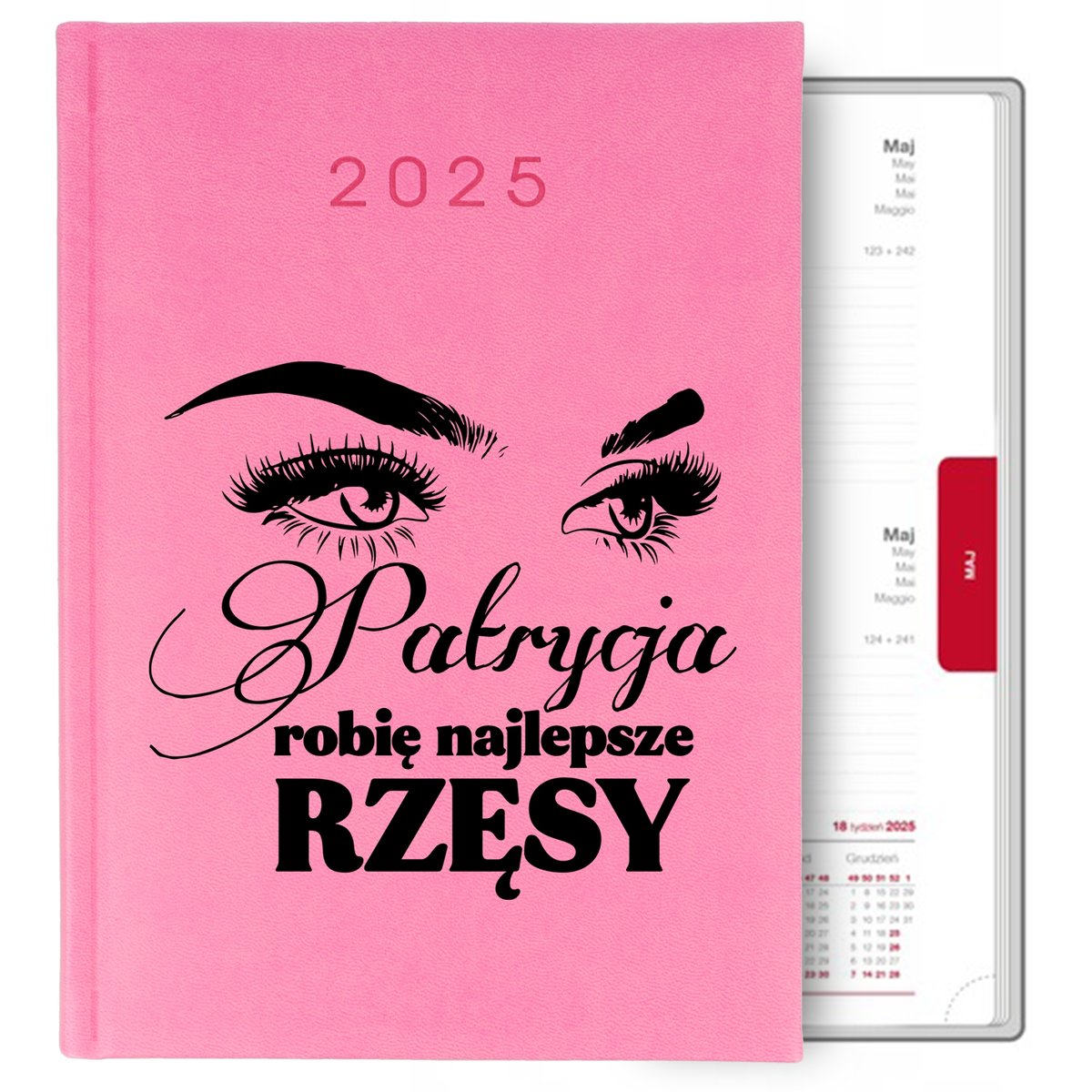 KALENDARZ RÓŻOWY PLANER TERMINARZ A5 2025 PREZENT DLA STYLISTKI RZĘS ...