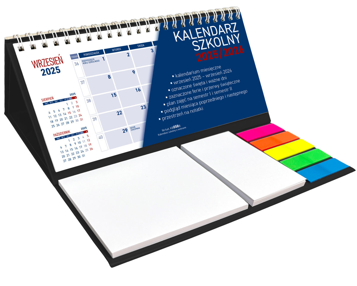 Kalendarz szkolny 2025/2026 z notesem spiralowany czarny (73930136 ...