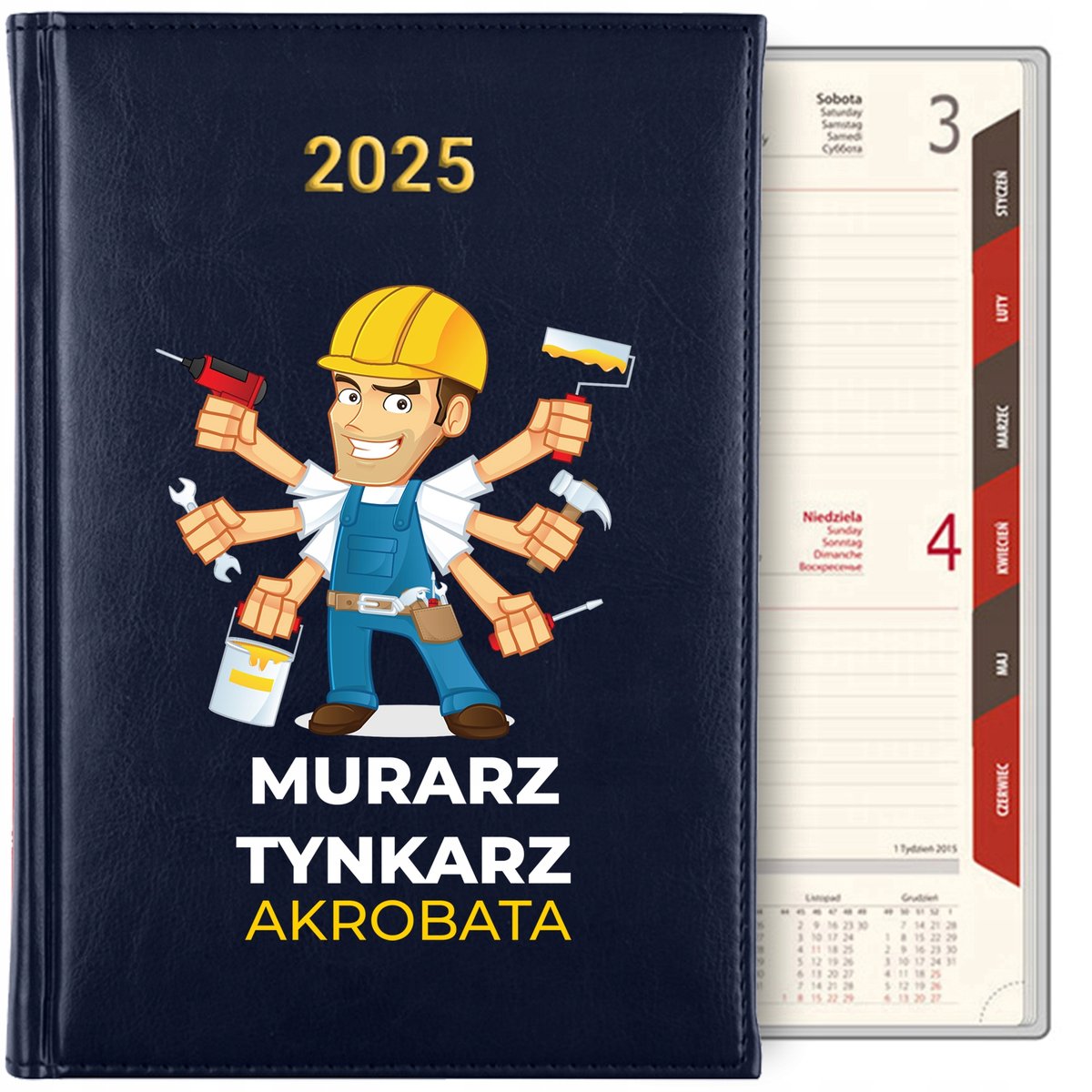 Kalendarz Terminarz Granat Notes A5 2025 Murarz Tynkarz Akrobata Wzory ...