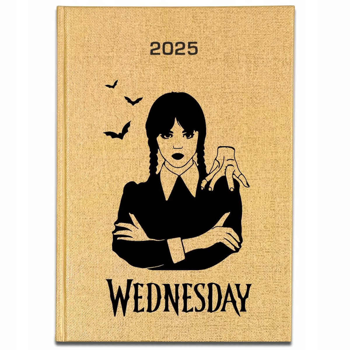 KALENDARZ ZŁOTY B5 2025 Książkowy Planer Dla Fana WEDNESDAY Rączka ...