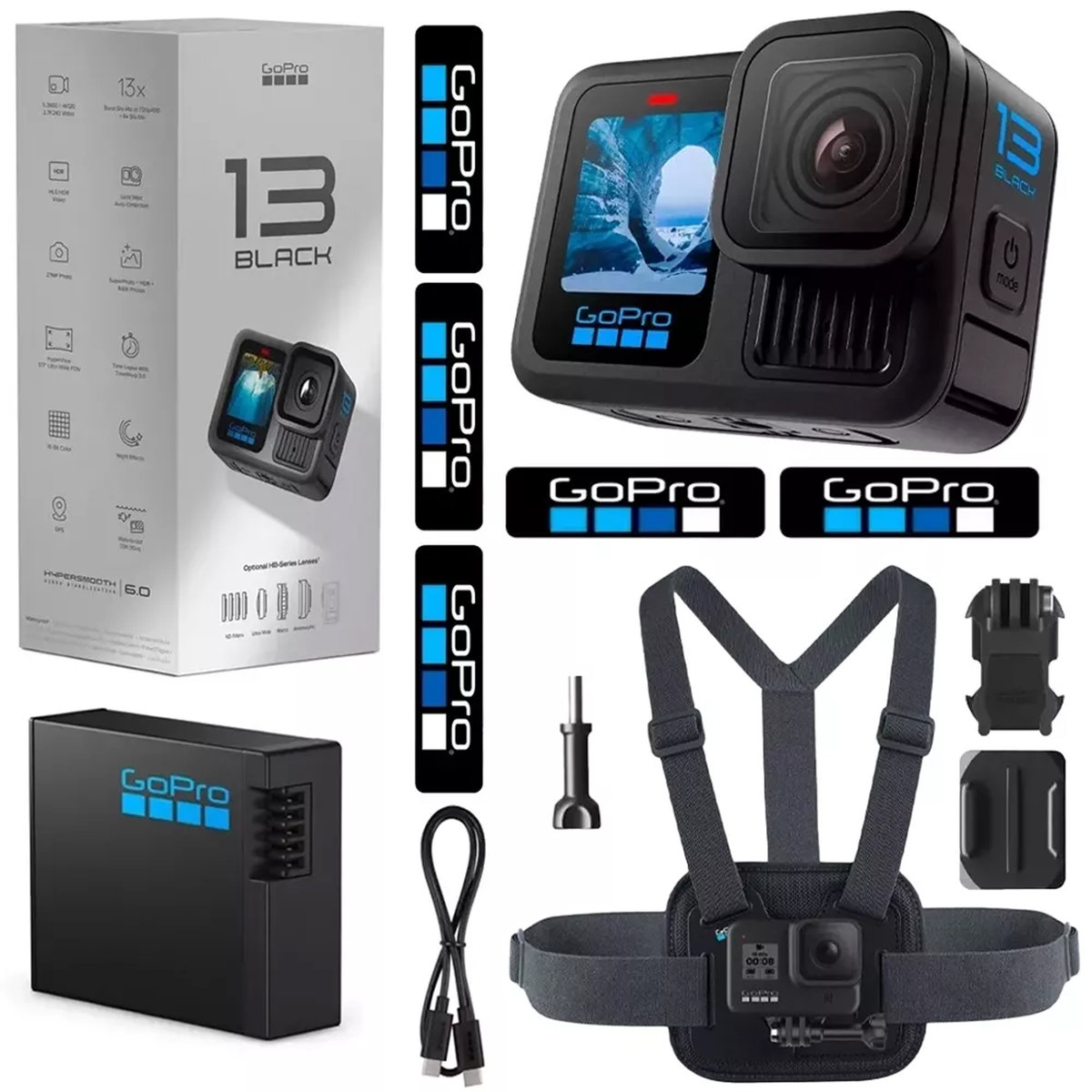 Kamera GoPro 13 HERO Black + Oryginalne Szelki na Klatkę Piersiową fo ...