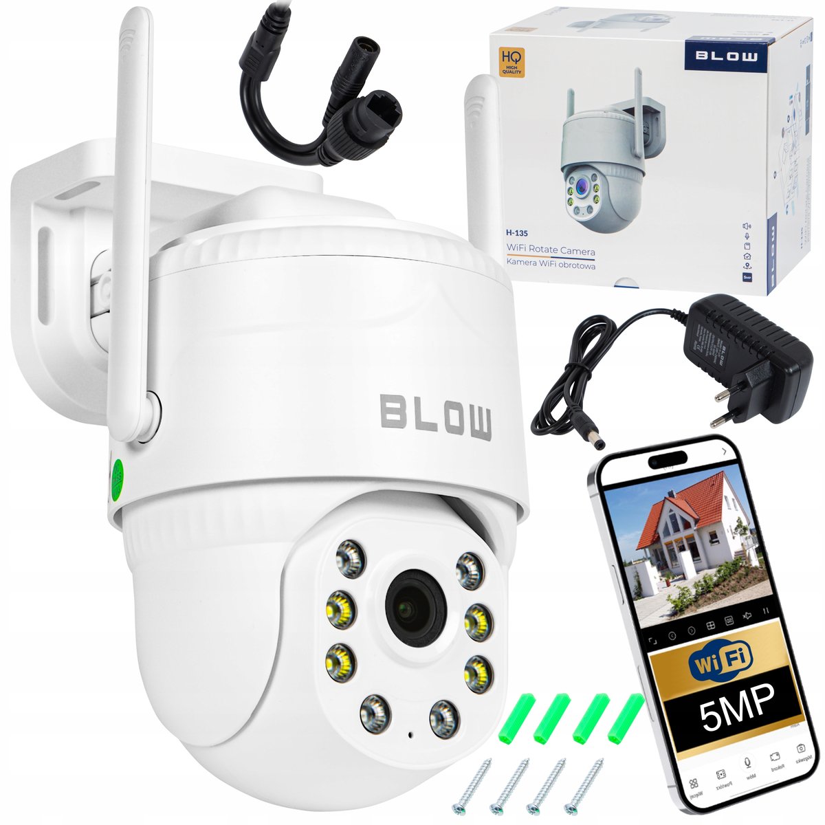 KAMERA IP WIFI ZEWNĘTRZNA OBROTOWA 5MP SMART ZOOM PTZ DETEKCJA 5MPx - Blow | Sklep EMPIK.COM