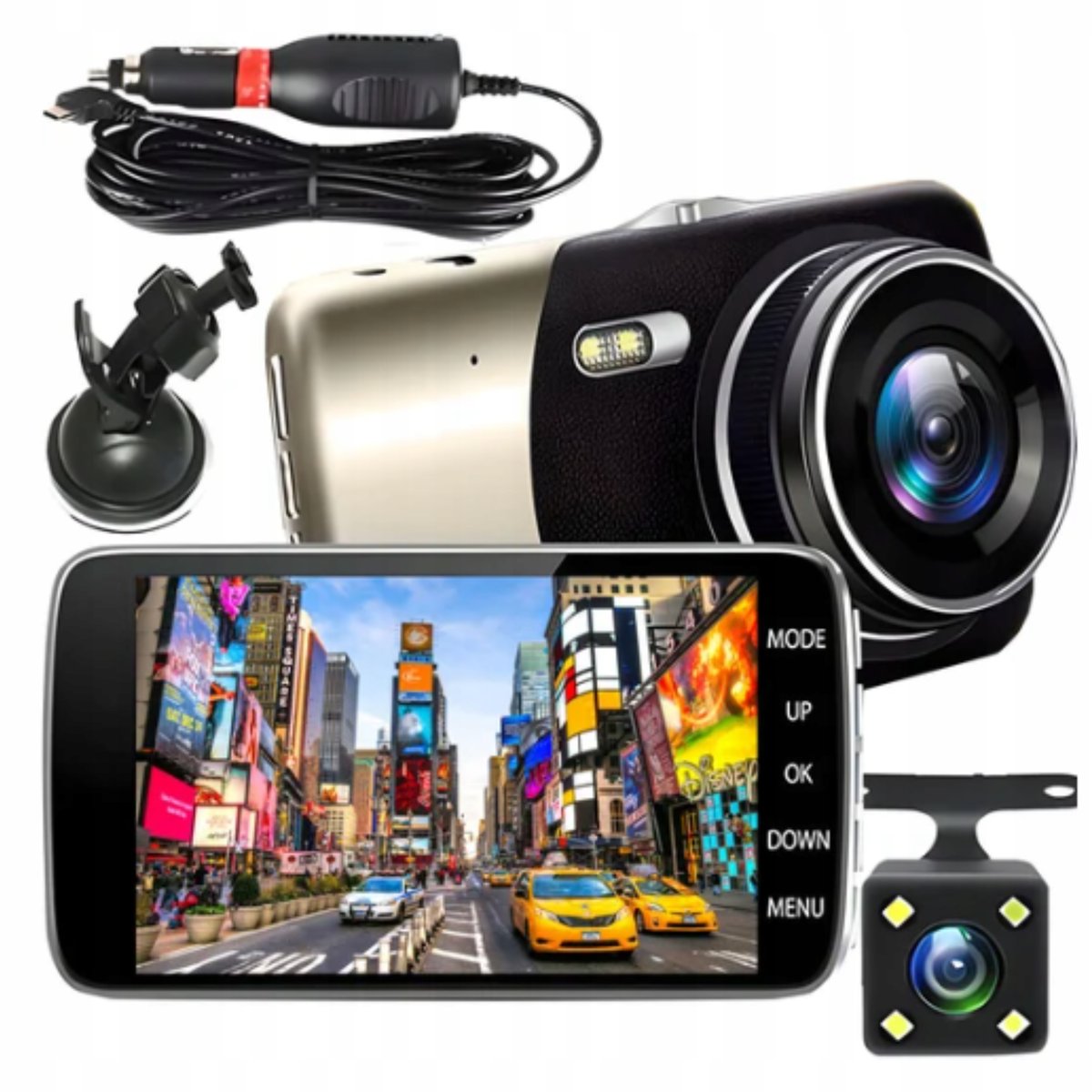 KAMERA SAMOCHODOWA WIDEOREJESTRATOR JAZDY REJESTRATOR COFANIA PRZÓD TYŁ - Inna marka ...