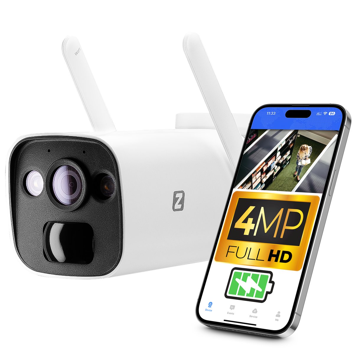 Kamera zewnętrzna na baterie BAT4 IP WiFi 4Mpx Zintronic IKTW420BATV1 - Zintronic | Sklep EMPIK.COM