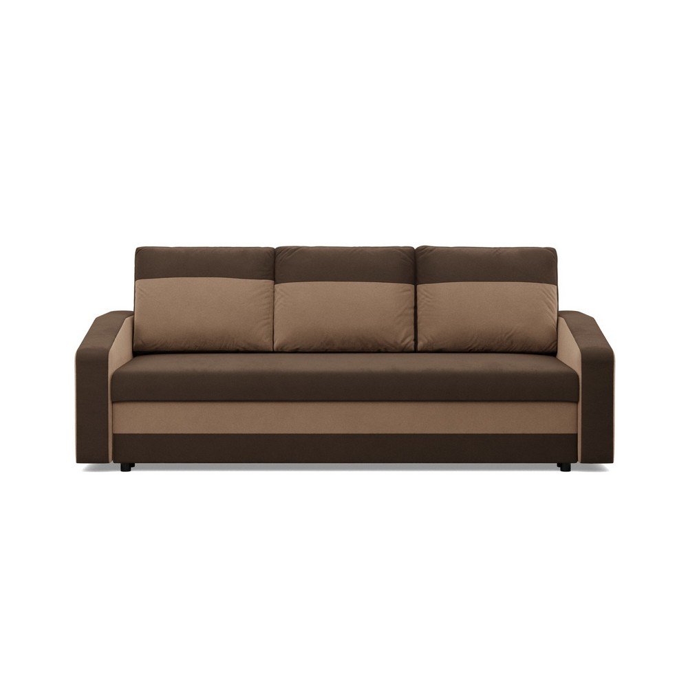 Kanapa z funkcją spania, mikrofaza, AURELO, 220x92x92 cm, brąz ...