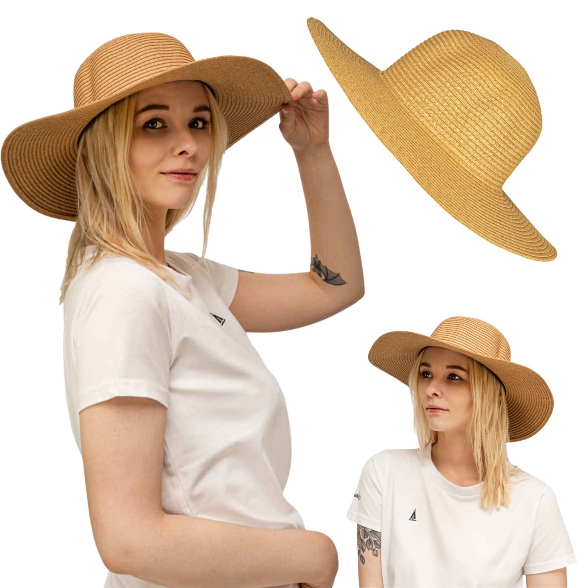 Kapelusz plażowy letni damski pleciony słomkowy na lato Captain Mike ...