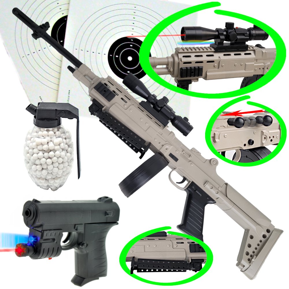 Karabin AK-12 Snajperka Na Kulki +Pistolet Laser +Kulki Granat - Inna marka | Sklep EMPIK.COM