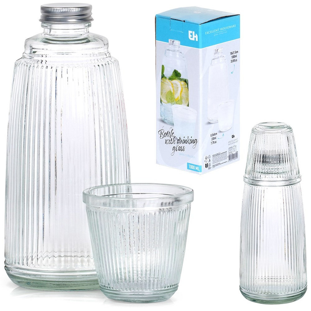 Karafka ze szklanką szklana 1 l + 220 ml 2 el. - EH Excellent Houseware | Sklep EMPIK.COM