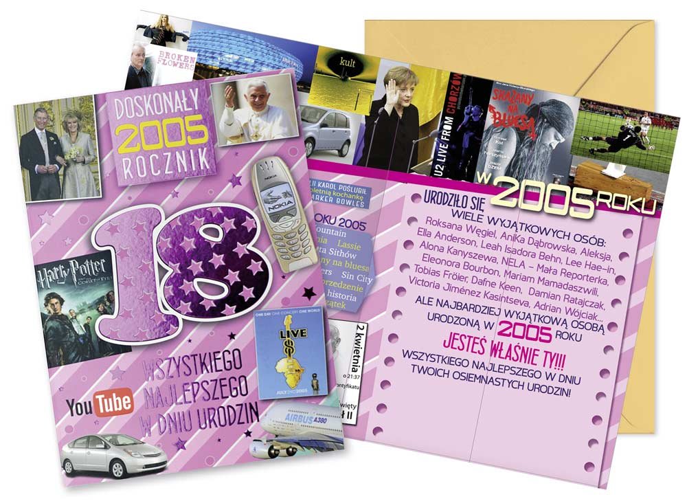 Karnet V-062 Urodziny 18-Latki (Osiemnastka, Cyfry, Roczniki) - Kukartka | Sklep EMPIK.COM