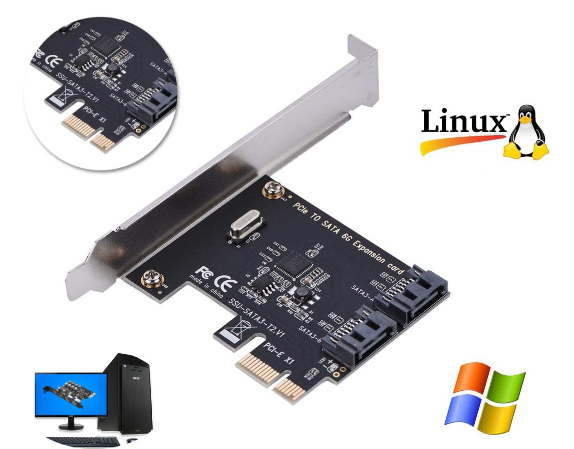 Karta adapter do komputera PCI PCIe 1X na 2x SATA 3.0 Serial ATA 2-portowa - Inna marka | Sklep ...