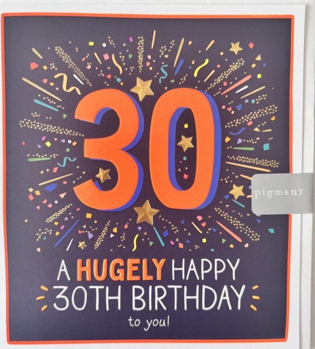 Kartka Urodzinowa 30 Lat A Hugely Happy 30Th Birthday - Inna marka ...