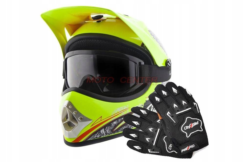 KASK CROSS DZIECIĘCY ENDURO QUAD XS+RĘKAWICE+GOGLE - Inna marka ...