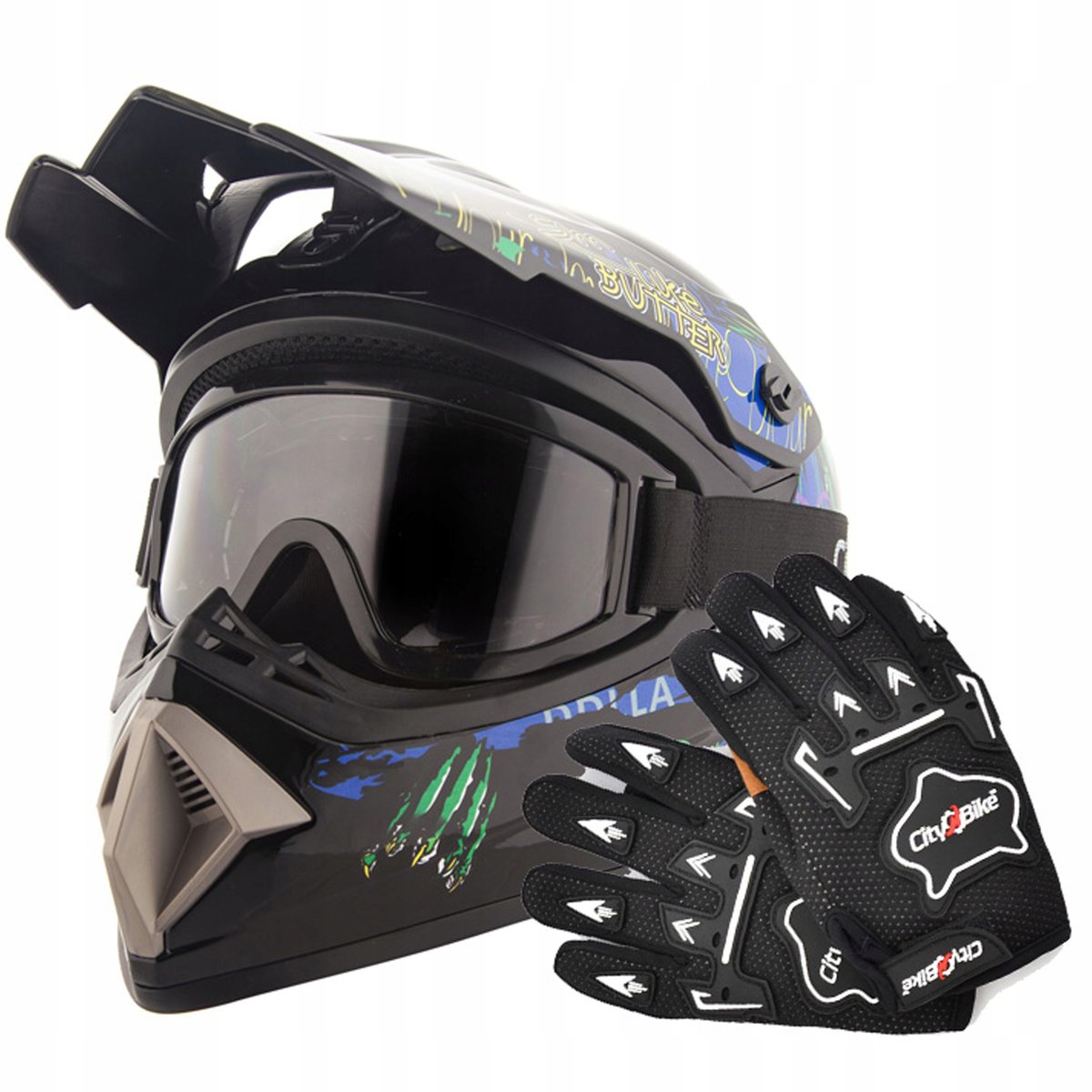 Kask Cross Gogle Rękawice na Cross Quad ATV Enduro Rower BMX Hulajnoga ...