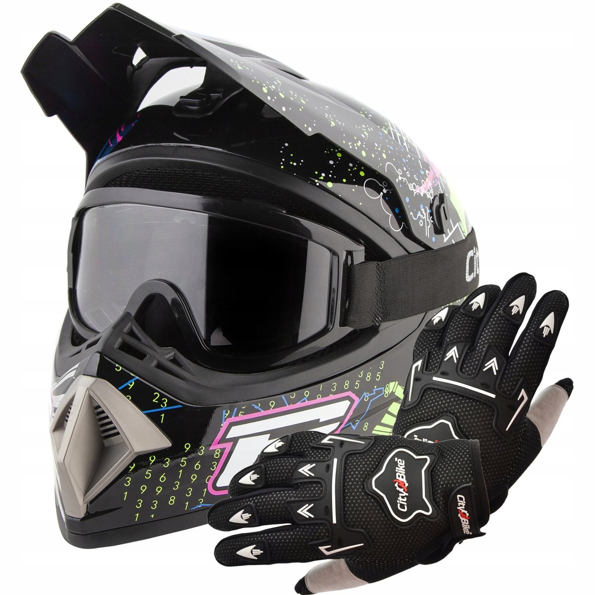 KASK CROSSOWY LEKKI ENDURO QUAD HULAJNOGA S +GOGLE+RĘKAWICE - Inna ...