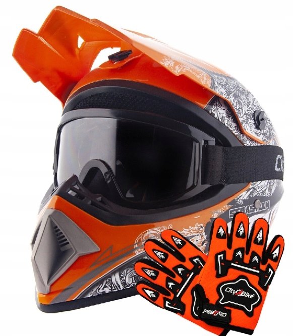 KASK CROSSOWY LEKKI ENDURO QUAD XS +GOGLE+RĘKAWICE - Inna marka ...