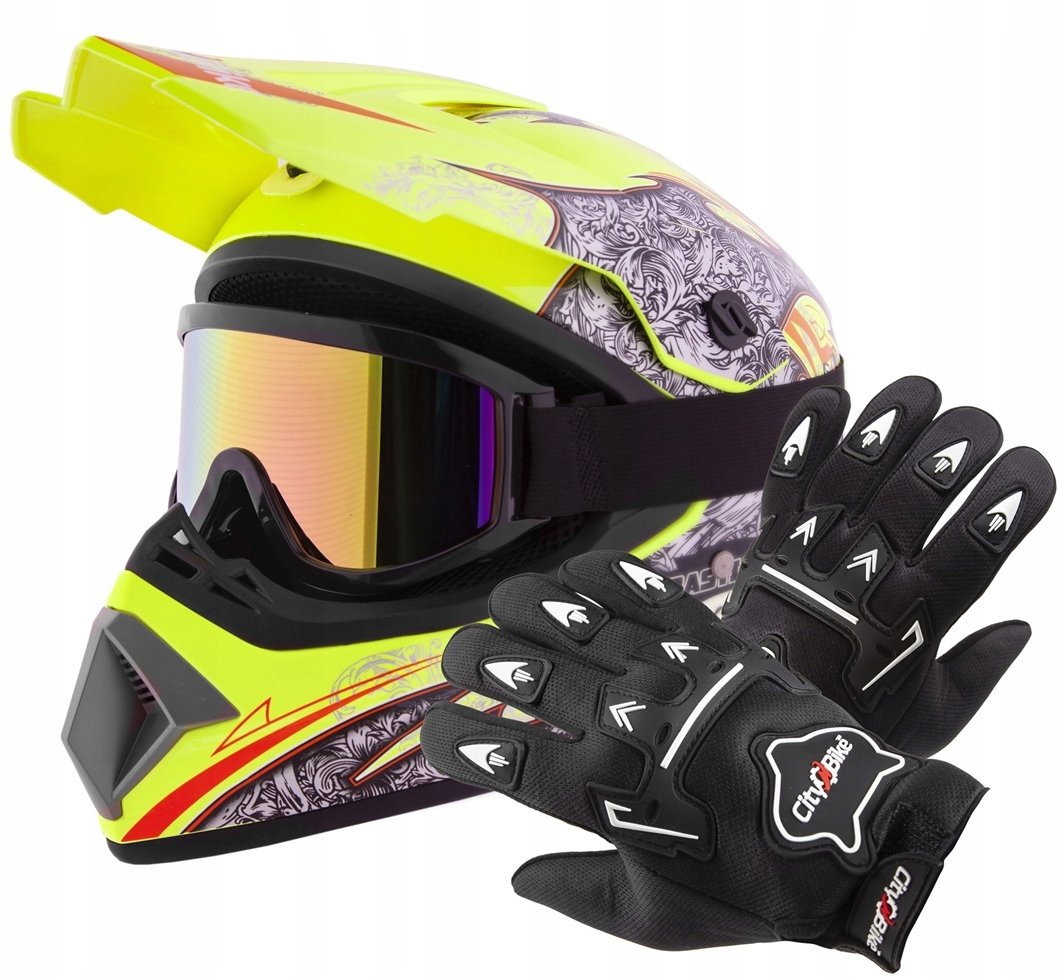 KASK CROSSOWY LEKKI ENDURO QUAD XS +GOGLE+RĘKAWICE - Inna marka ...