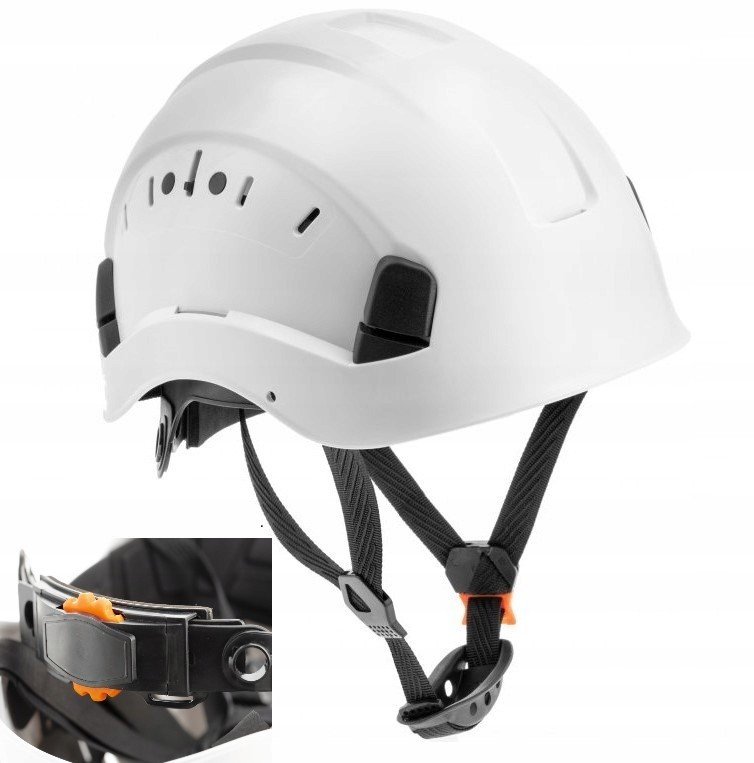 KASK HEŁM WYSOKOŚCIOWY OCHRONNY 4 PUNKTOWY WENTYLOWANY ROBOCZY ...