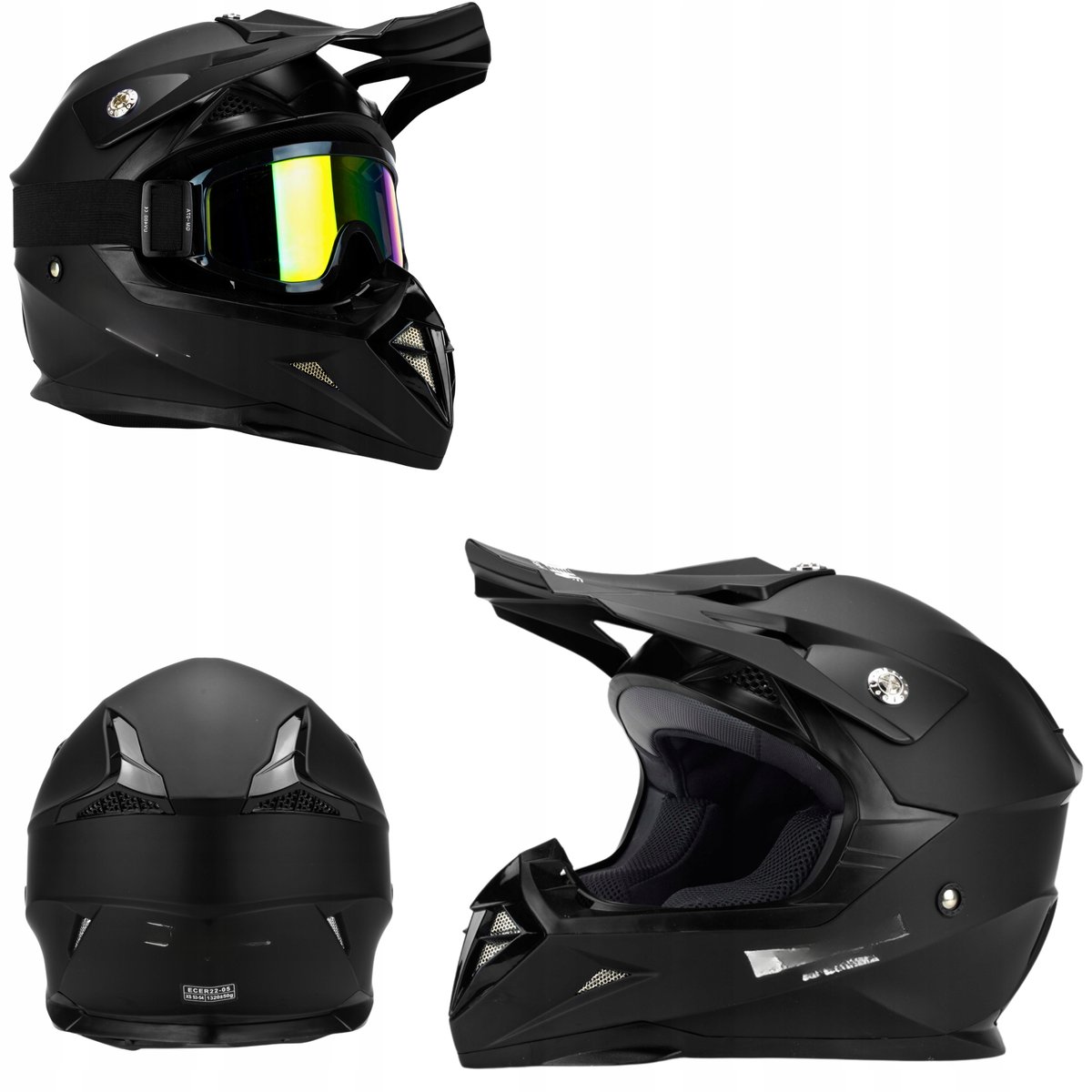 Kask Motocyklowy Crossowy Horn Enduro Quad M 57-58 cm + Google Czarny - Inna marka | Motoryzacja ...