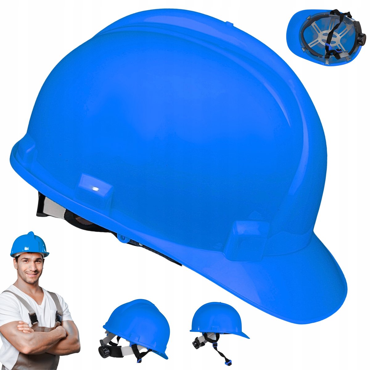 Kask ochronny hełm roboczy budowlany bhp lekki przemysłowy 4-punktowy ...