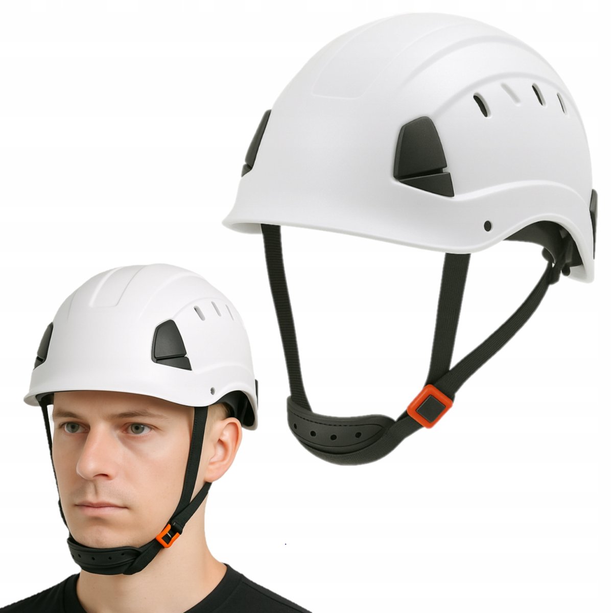 Kask ochronny LEKKI WENTYLOWANY WYSOKOŚCIOWY budowlany roboczy hełm bhp ...