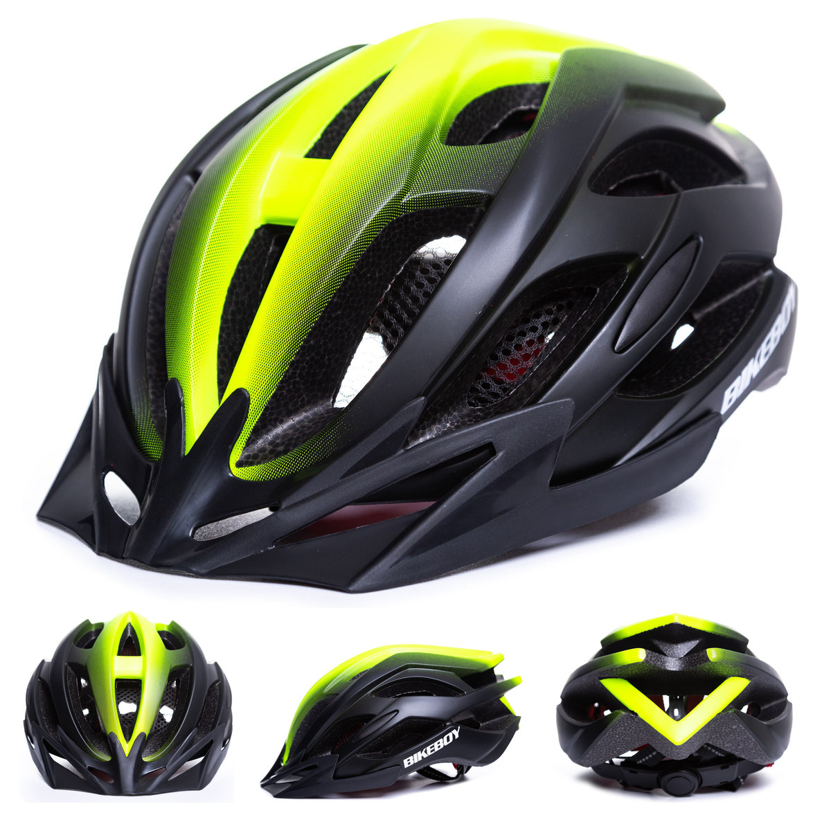 Kask rowerowy - KASK ROWEROWY LEKKI REGULOWANY Z DASZKIEM - CZARNY ...