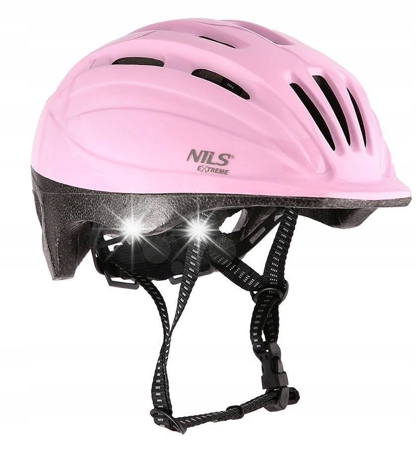 Kask Rowerowy Regulowany Dziecięcy Różowy Otwory Wentylacyjne Nils ...