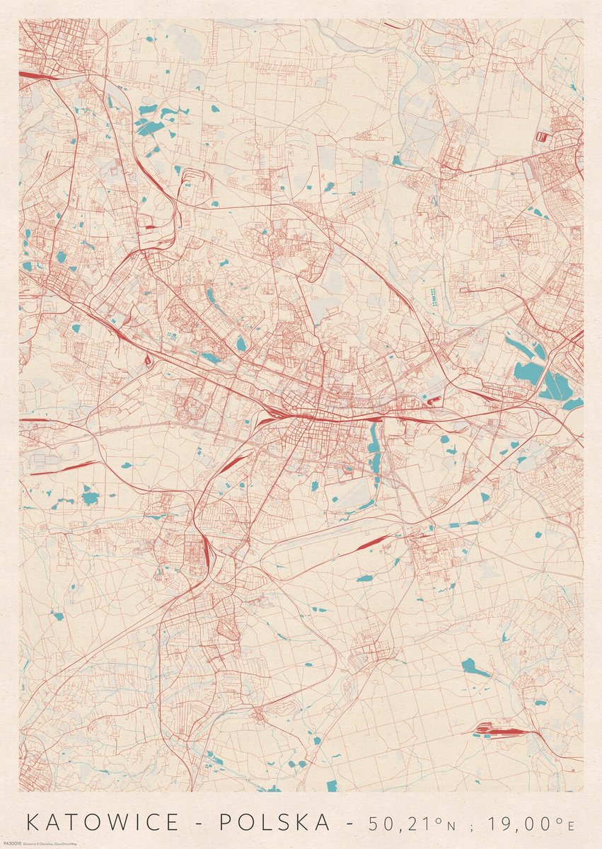 Katowice Mapa Miasta - plakat A3 29,7x42 cm - inna (Inny) | Sklep EMPIK.COM