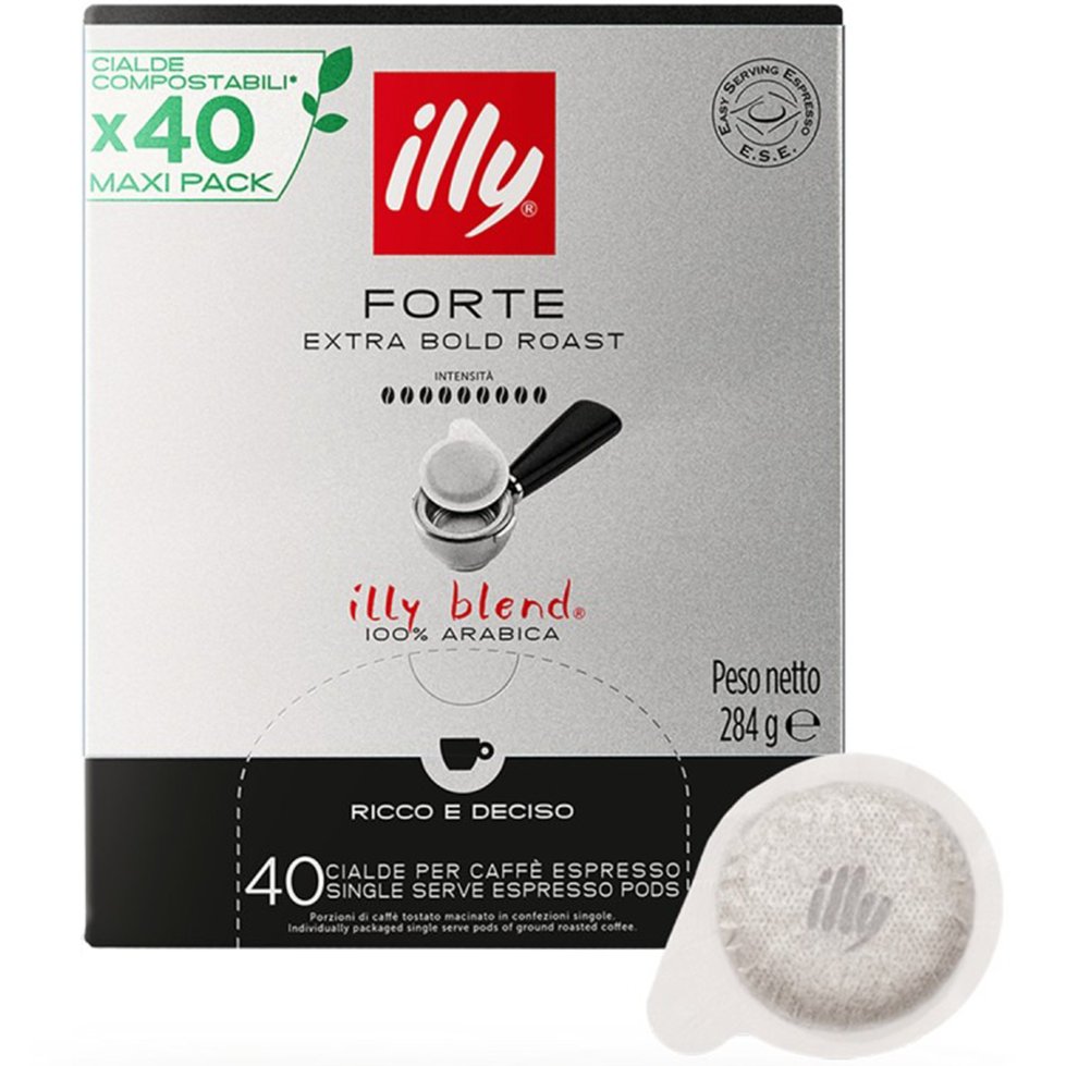 Kawa espresso ILLY Forte, 40 szt - kapsułki E.S.E. włoska mocna kawa mielona saszetki - Illy ...