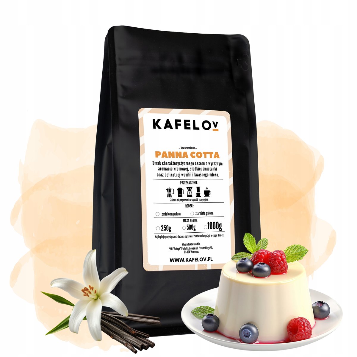 Kawa smakowa ziarnista 1kg PANNA COTTA Kafelov - Kafelov | Sklep EMPIK.COM