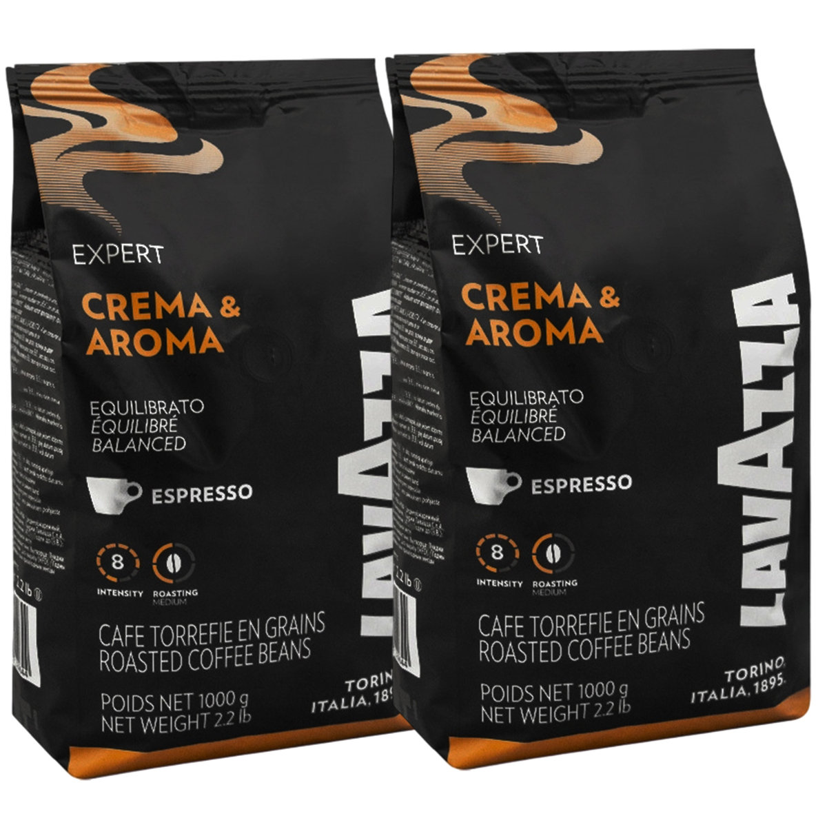Kawa ziarnista 1kg x2 op. Lavazza Expert Crema e Aroma mieszana do ekspresu zestaw zapas ...