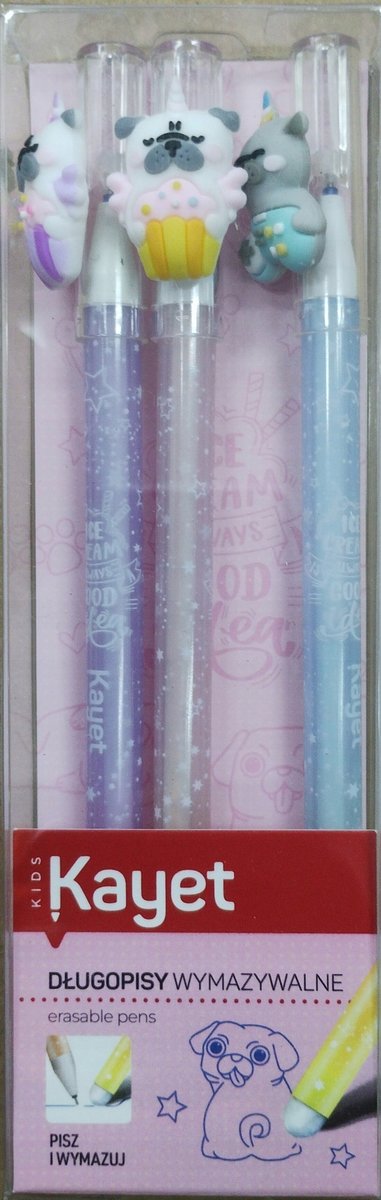Kayet Długopis Wymazywalny Z Gumką 3 Szt Pieseki - KAYET | Sklep EMPIK.COM