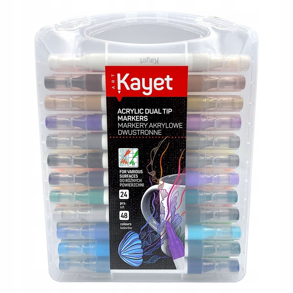 Kayet Markery akrylowe do Różnych Powierzchni Dwustronne 24szt 48kol ...