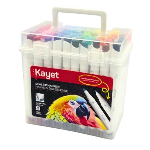 Kayet Markery dwustronne 2,6 i 4mm końcówka okrągła i ścięta 60kol ...