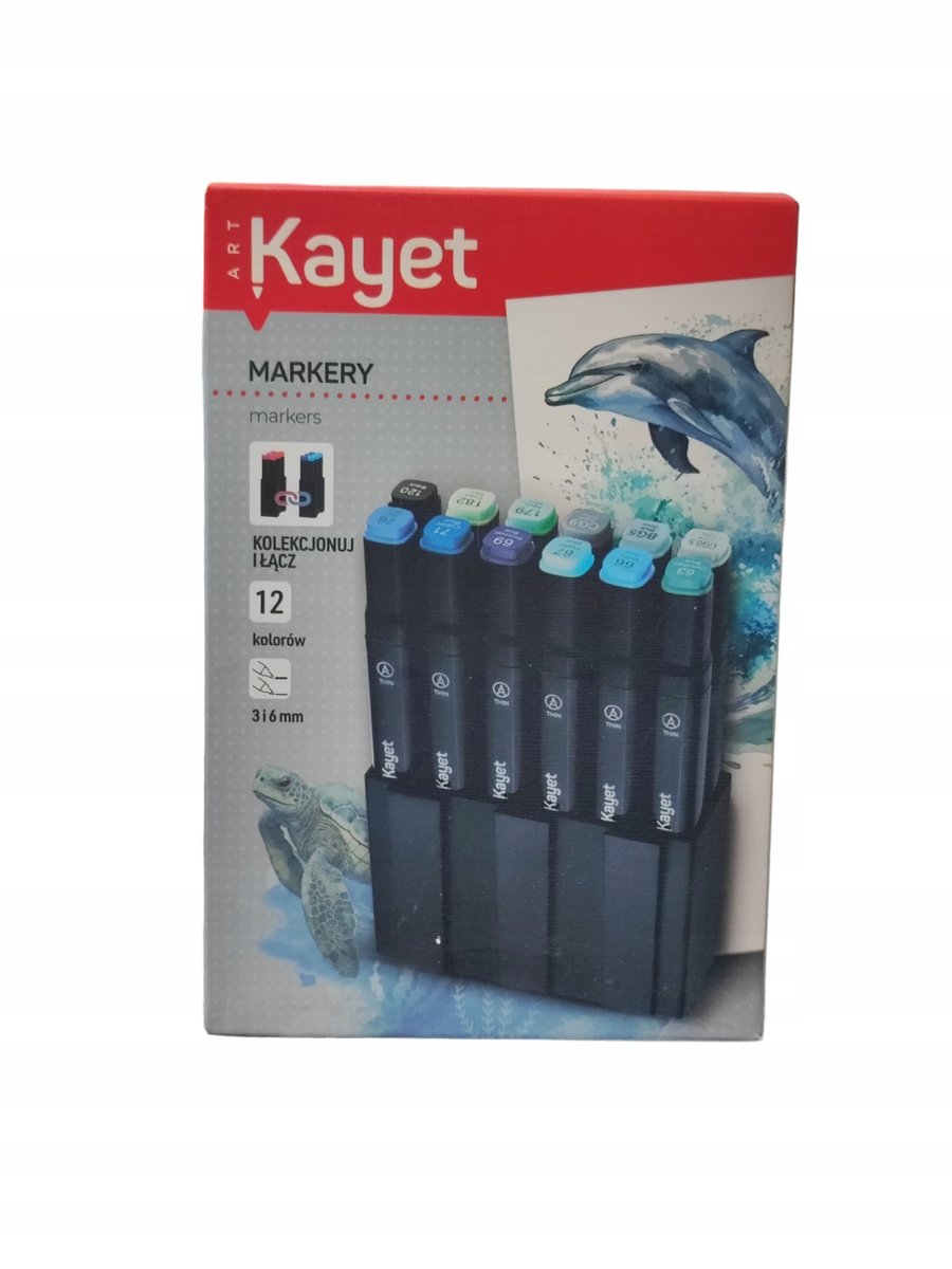 KAYET Markery dwustronne permanentne 12 szt. odcienie niebieskiego ...