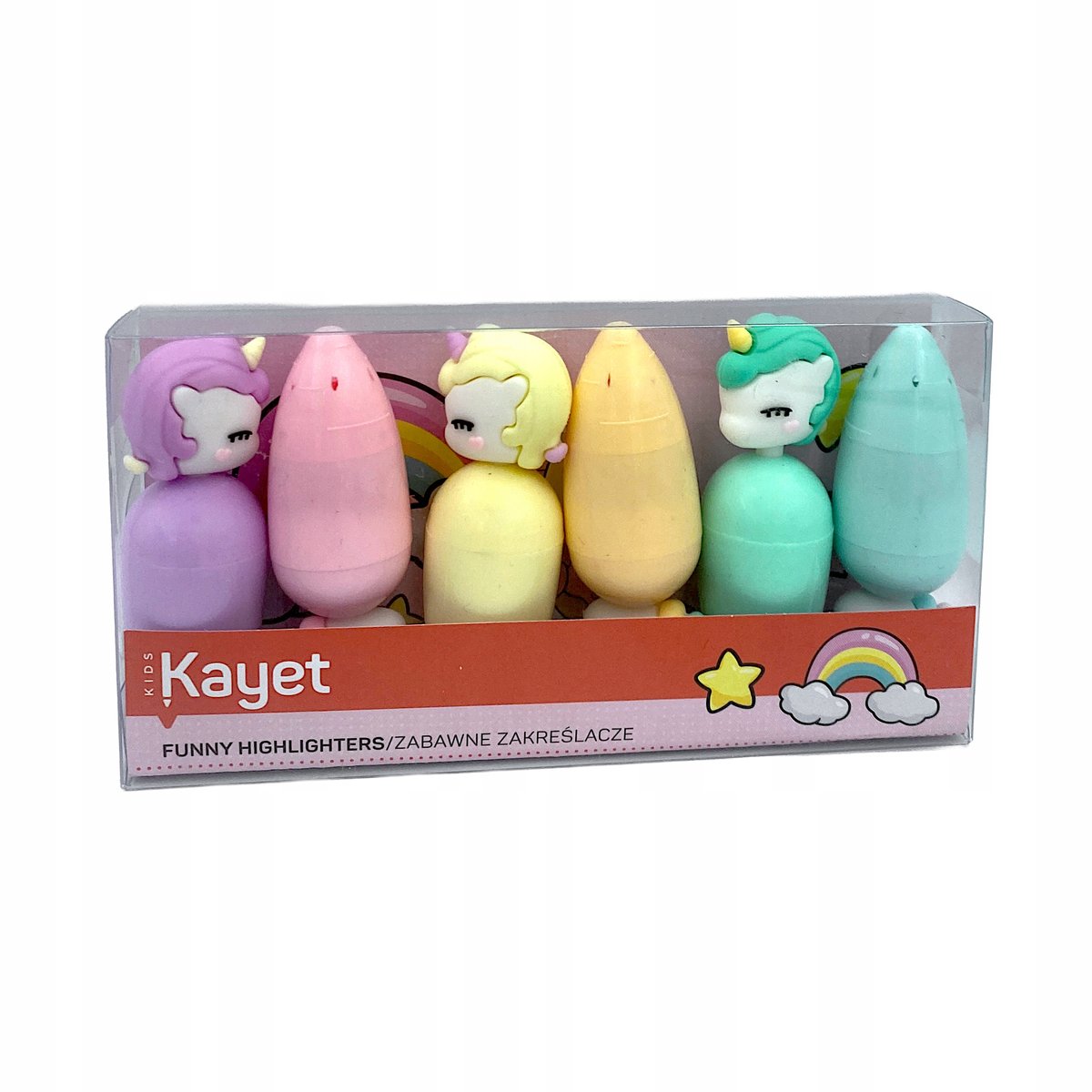 Kayet Zabawne zakreślacze mini JEDNOROŻCE neon i pastel 3mm 6szt ...