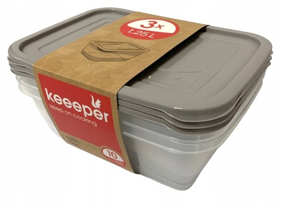 KEEEPER zestaw 3 pojemników 1,25l szary - Keeeper | Sklep EMPIK.COM