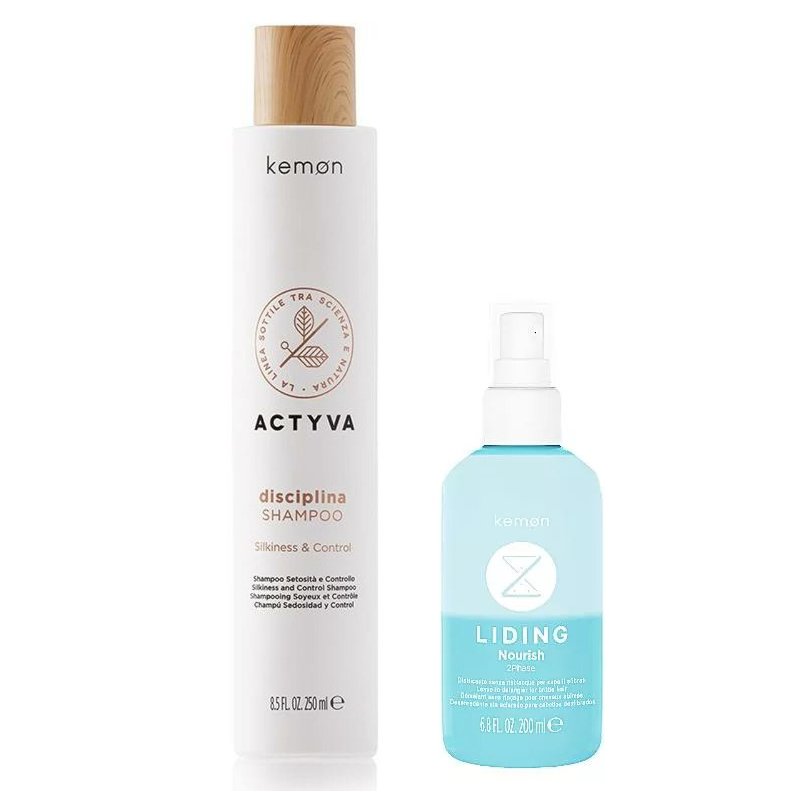 Kemon Actyva Disciplina szampon 250ml + Kemon Liding Nourish 2 Phase ...