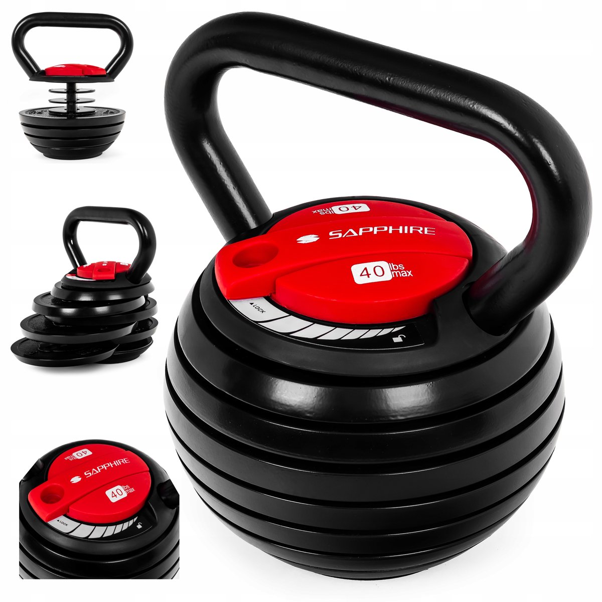 KETTLEBELL REGULOWANY hantel KULA odważnik 3,5KG - 18,1KG 1x hantle ...