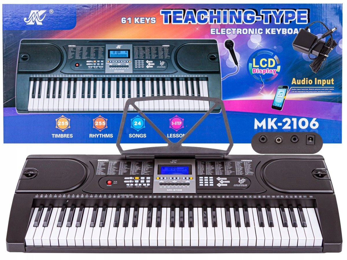Keyboard Organy 61 Klawiszy Zasilacz Mikrofon MK-2106 - MeiKe | Muzyka ...