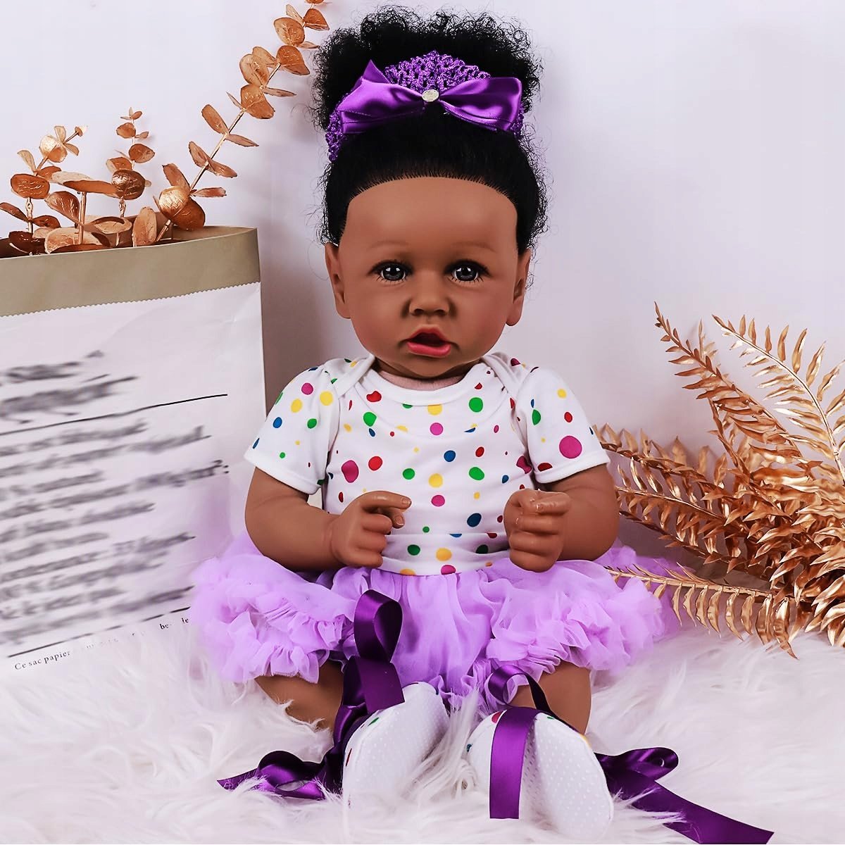 kgniess Lifelike Reborn Baby Dolls - Czarna dziewczynka, 22-calowa ...