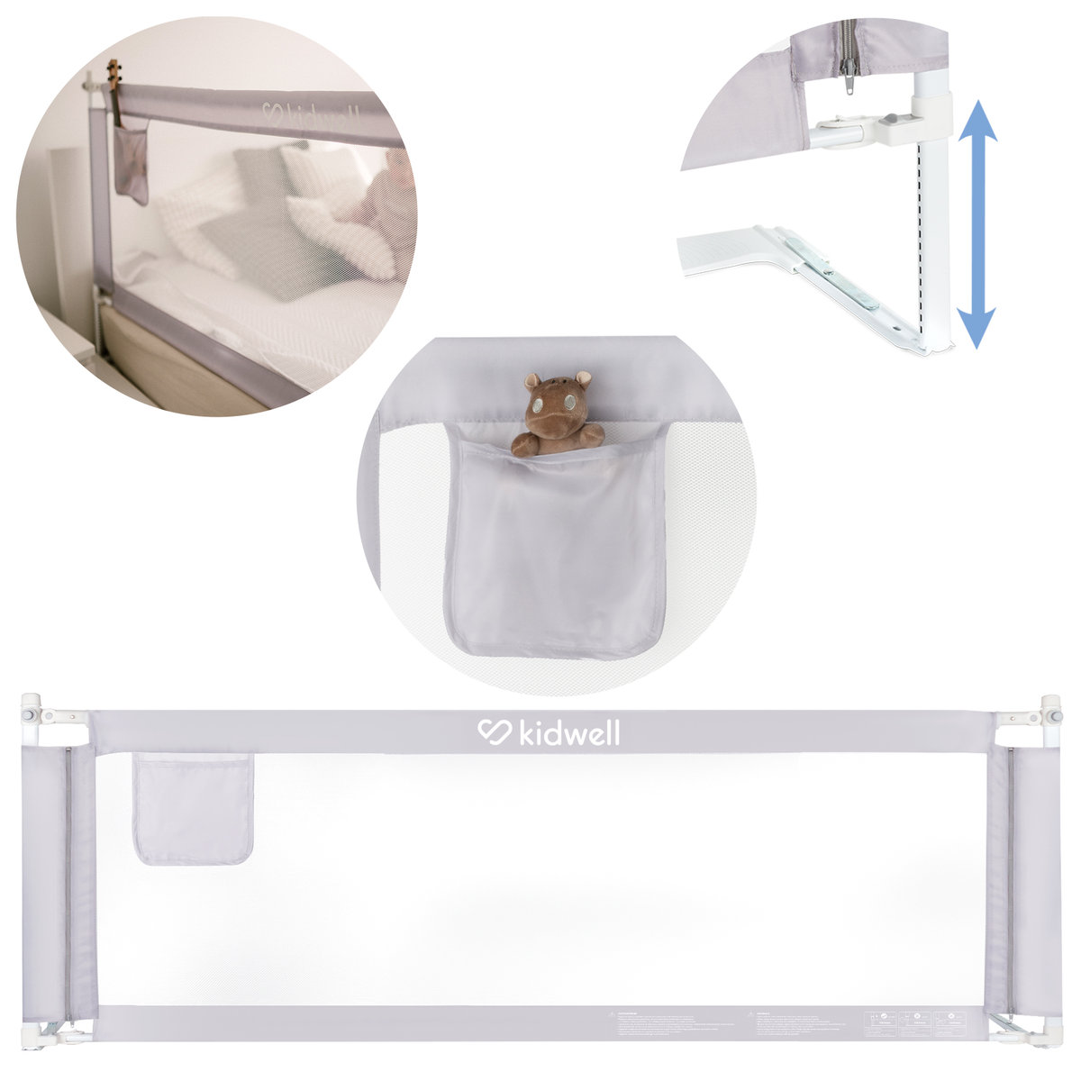 Kidwell barierka zabezpieczająca do łóżeczka Tiva 160cm gray - Inna ...