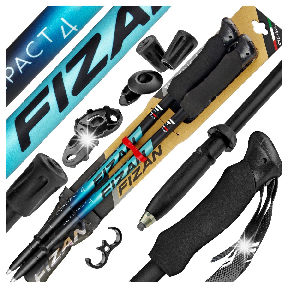 KIJE TREKKINGOWE FIZAN COMPACT 4 WATER GREEN 51-130 cm LEKKIE W GÓRY ...