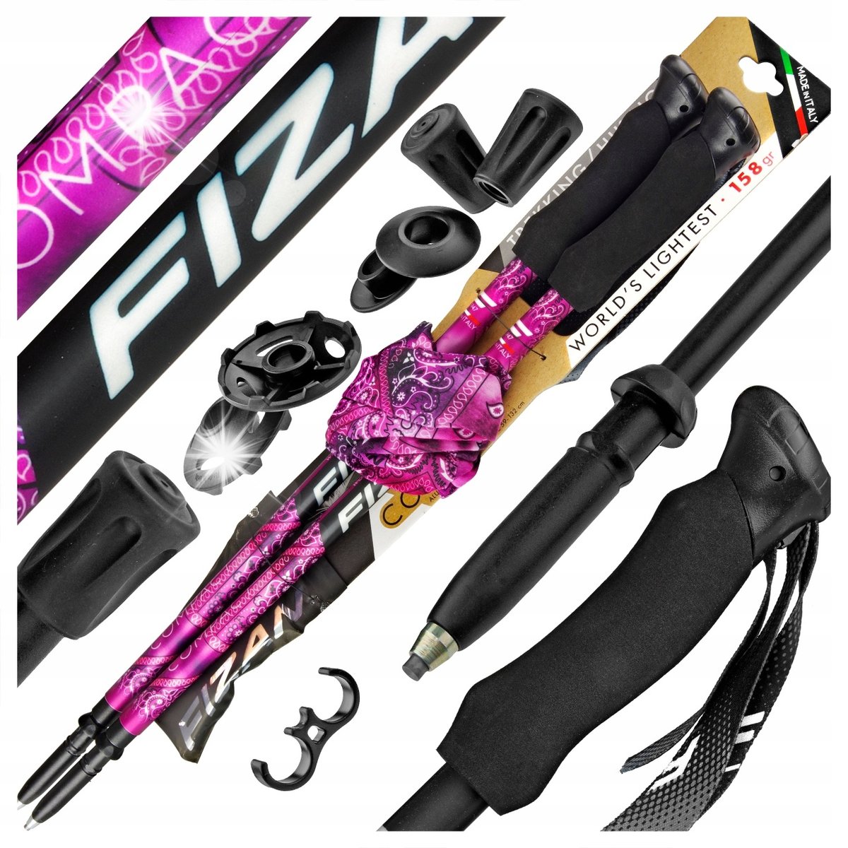 KIJE TREKKINGOWE FIZAN COMPACT MS Z KOMINEM MAGENTA NAJLŻEJSZE W GÓRY ...