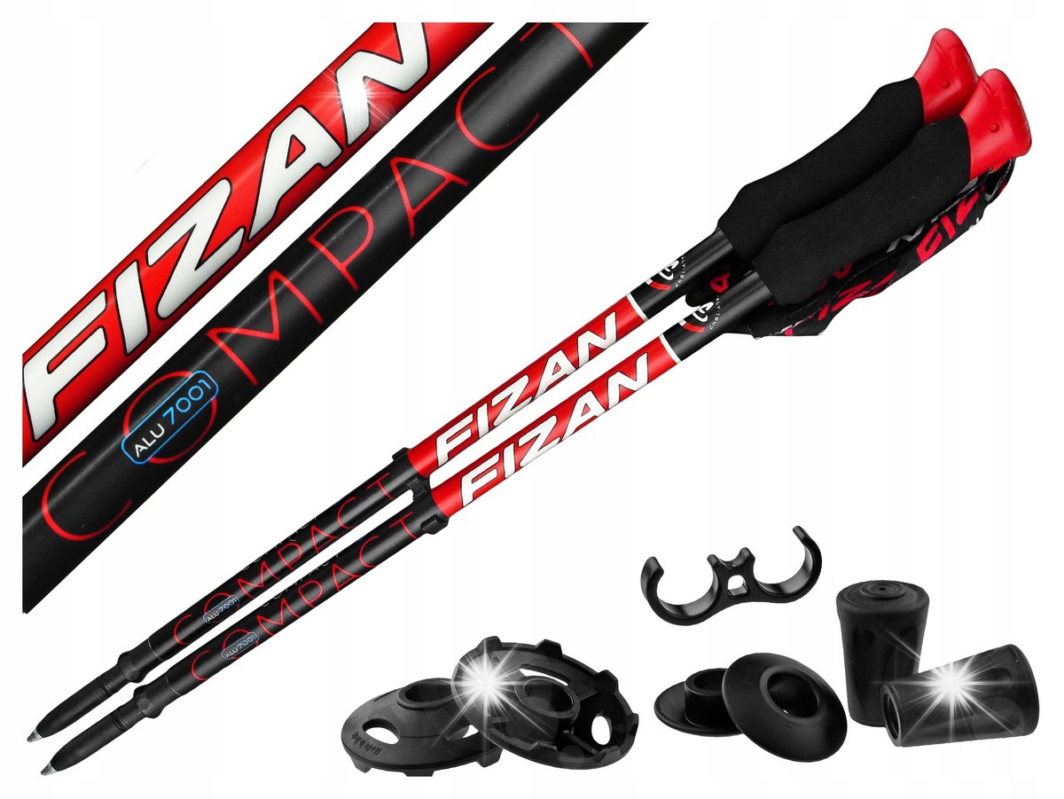 KIJE TREKKINGOWE FIZAN COMPACT RED CZERWONE 58-132 cm NAJLŻEJSZE - Inna ...